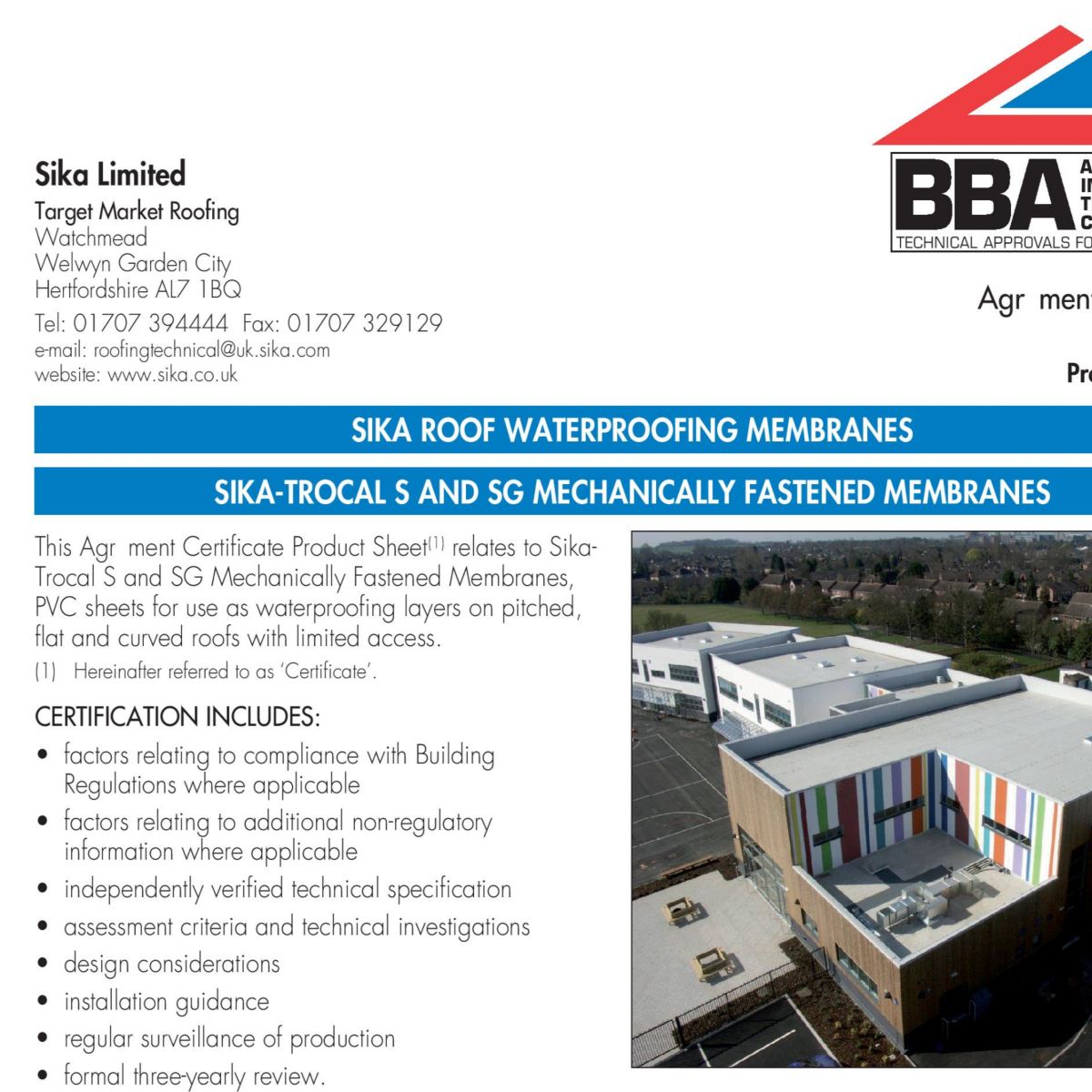 BBA Certificates | Sika-Trocal / Sikaplan | Sika Ireland