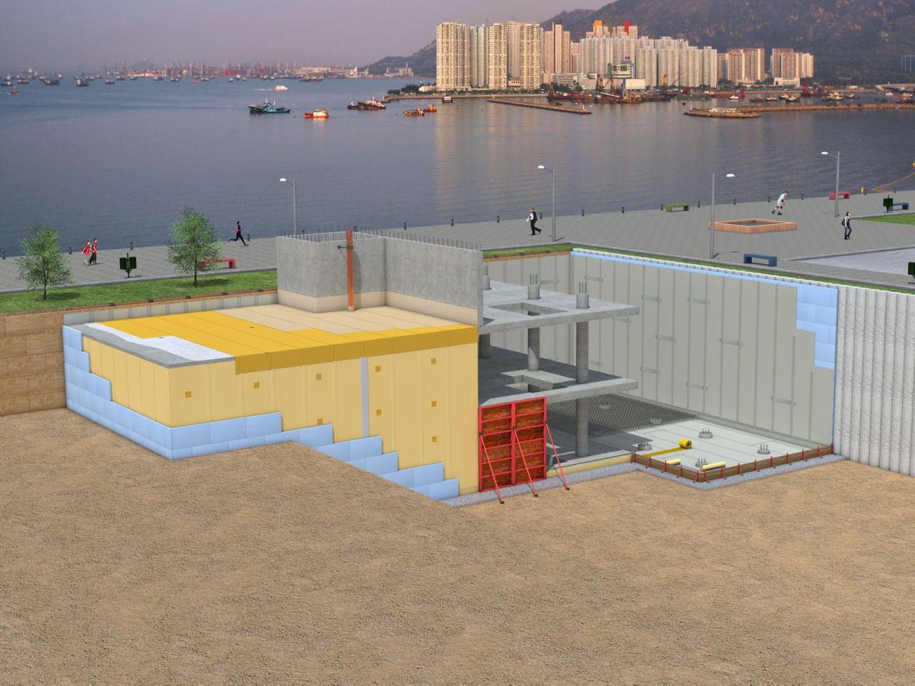 Cuvelage extrados par membranes synthétiques en adhérence