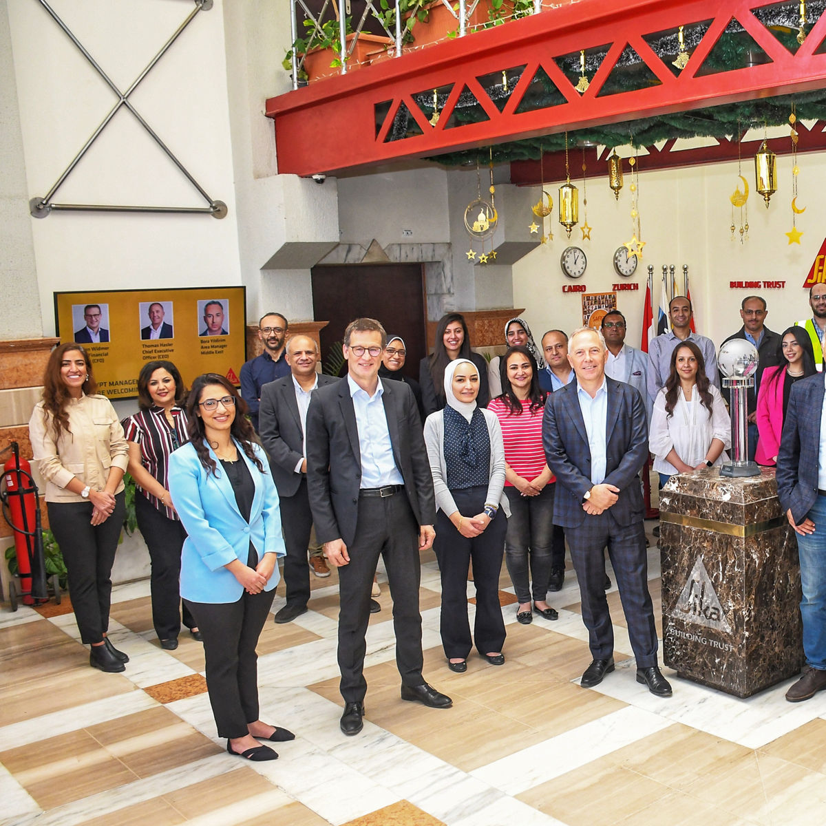 Sika CEO, Thomas Hasler's, group CFO, Adrian Widmer and Bora Yildirim Manager Area Middle East ...